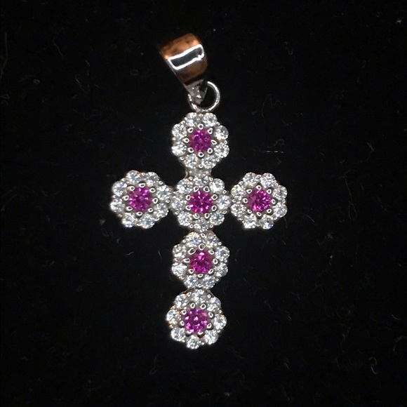 Jewelry | 925 Pink Cross Necklace Pendant | Poshmark